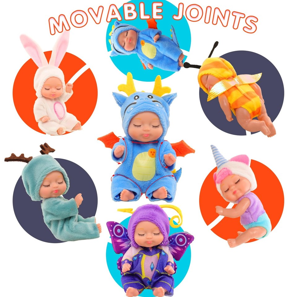4 Inch Mini Baby Dolls 6pcs Set Lifelike Realistic Tiny Reborn Babies ...