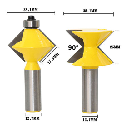 2Pc Edge Banding Router Bit Set V-Design Tongue & Groove - 1/2" Shank ...