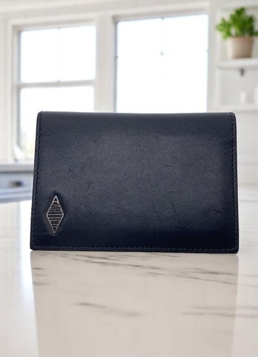 Cartier Authentic 2C Logo Bi-fold Card Wallet Purse Black Card Case ...