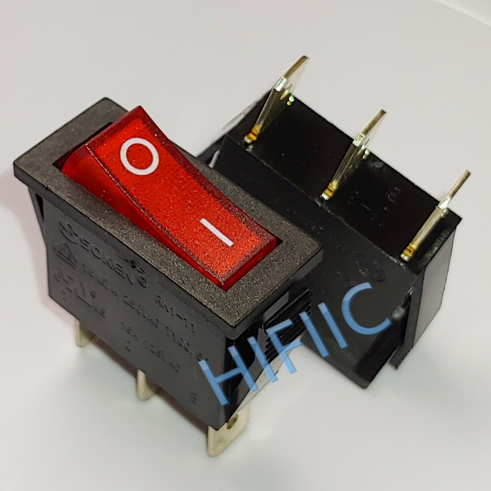1PC SOKEN RK1-11 Rocker Switch Red Lamp 16A 125/250VAC 3 Pins 2 ...