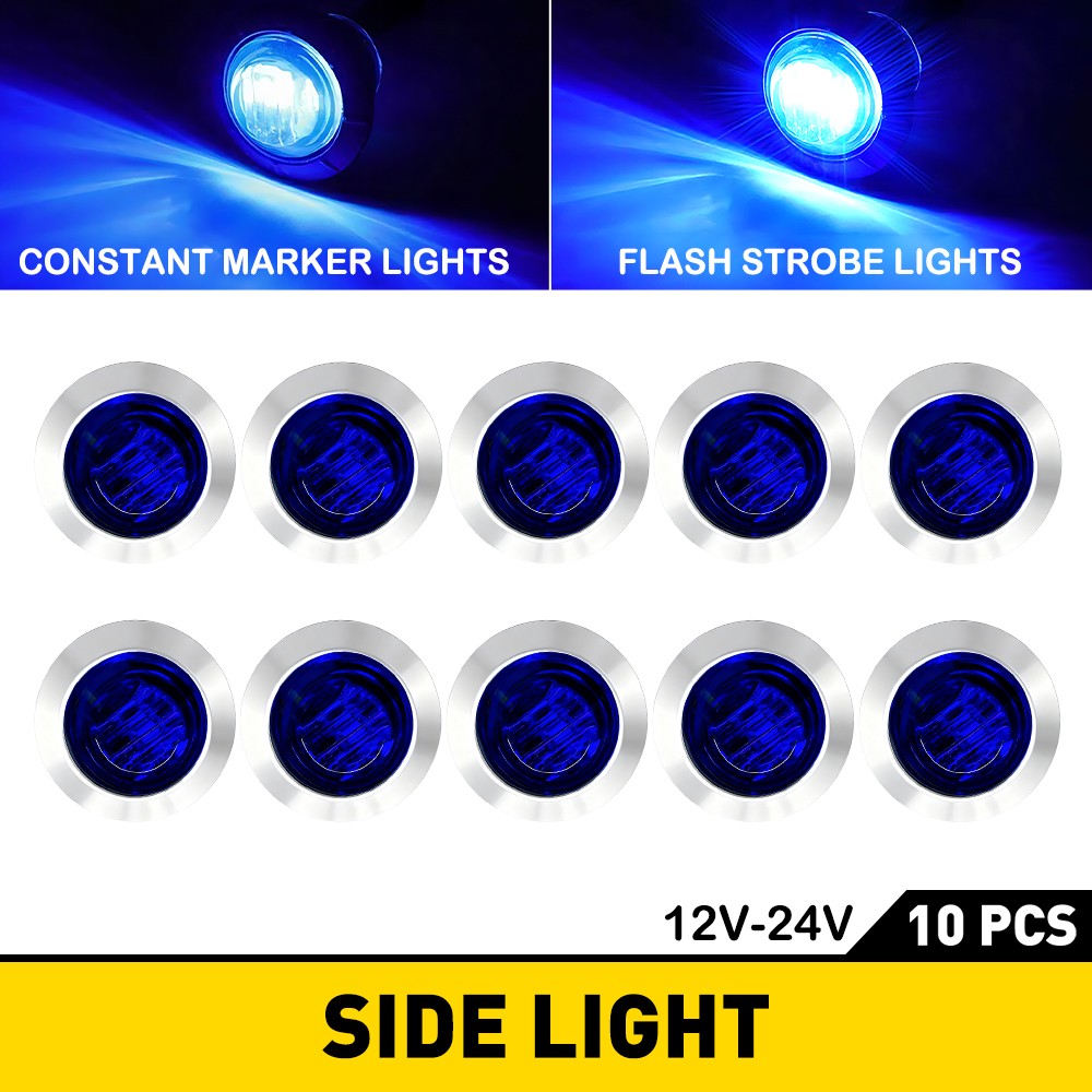 10x 3/4" Blue LED Side Marker Lights Trailer Truck Boat For ATV UTV RV ...