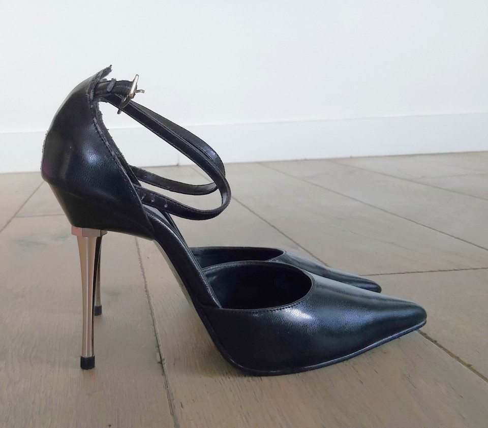 Italienische High Heel Stiletto Leder Vintage Pumps Oft Getragen Spitz ...