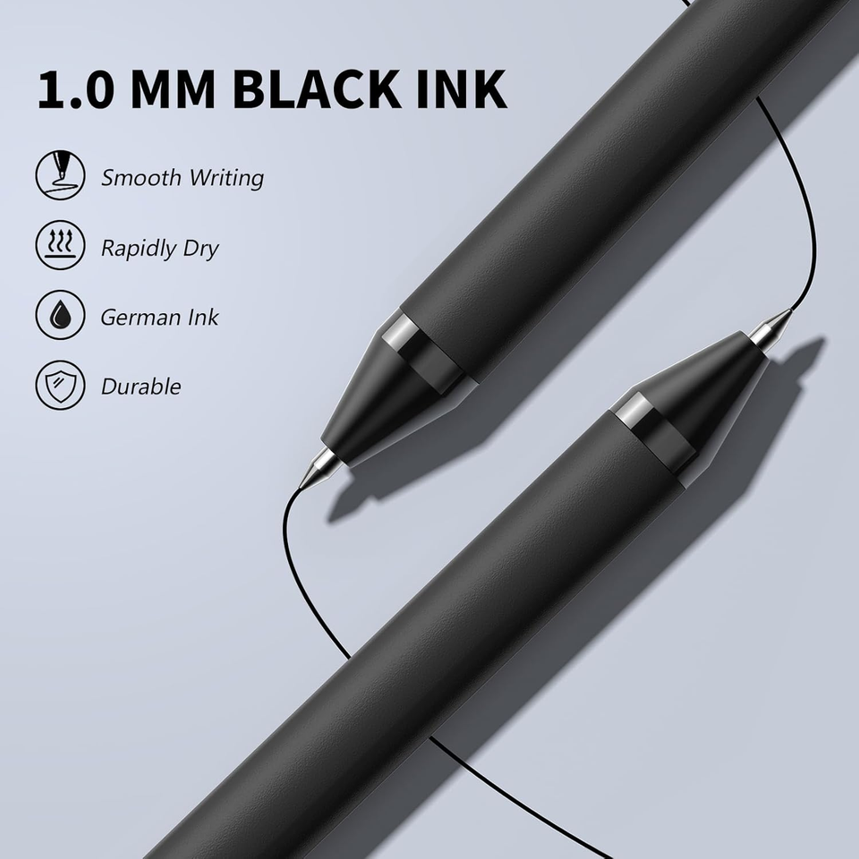 50 Pack Black Ink Pens - Bulk Pens, 1.0MM Medium Point Ballpoint Pens ...