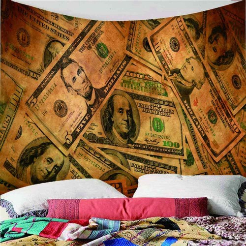 Money Pattern Character 3D Wall Hang Cloth Tapestry Fabric Decorations ...