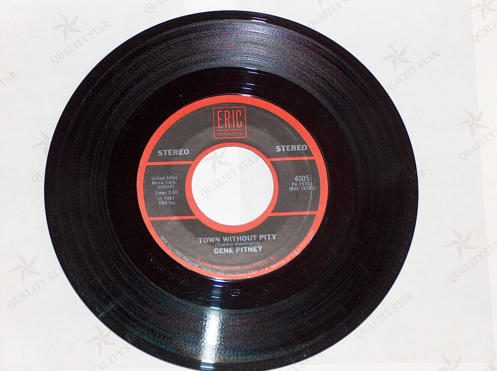 45 RPM Gene Pitney Town Without Pity, Love Can Break A Heart Eric Vinyl ...