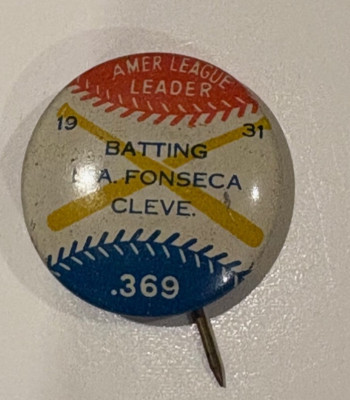 Vintage 1933 PR3-10 Pin Back Button LOU FONSECA 1931 AL Batting ...