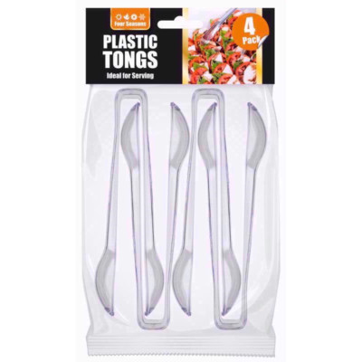 Plastic Tongs Clear Disposable Serving Ice Buffet Salad BBQ Tong ...