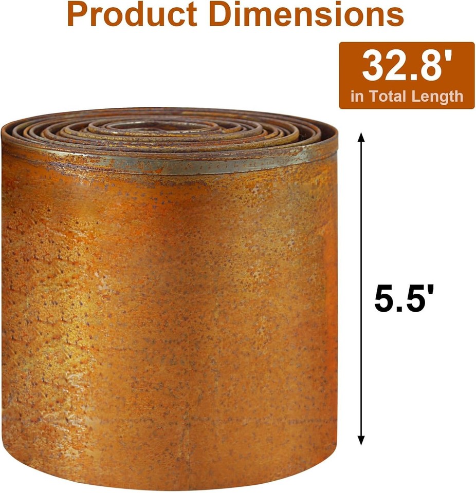 Corten Steel Garden Edging 5.5" x 16.4', Metal Rusted Landscape Rust | eBay