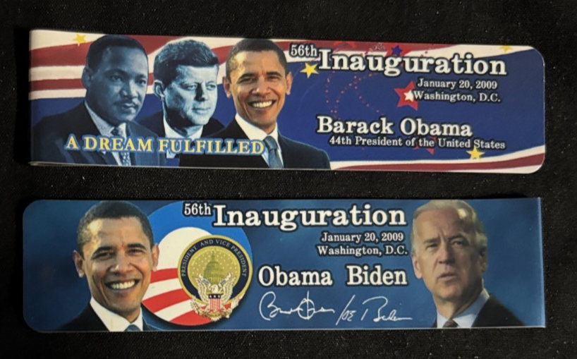 OBAMA - BIDEN Inauguration 2009 Magnet Book Mark (front & back sides ...