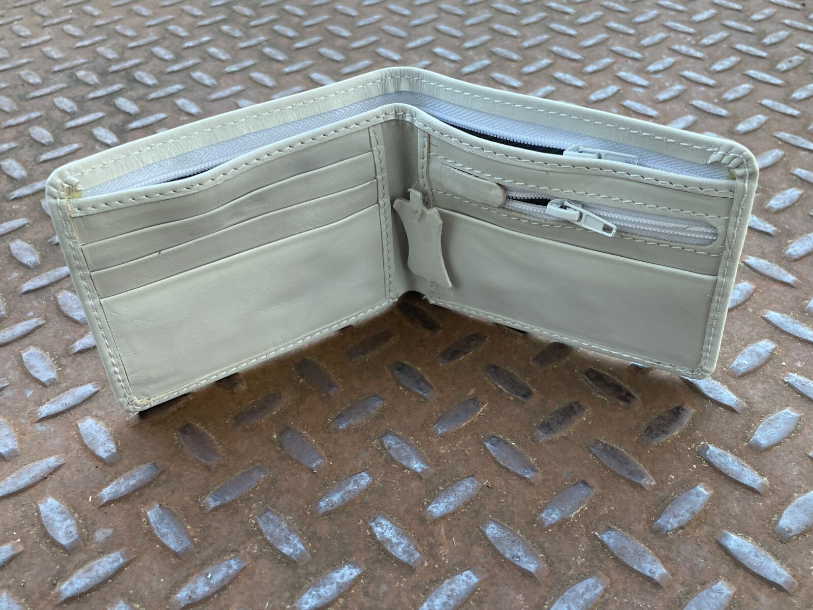 White Card Holder Genuine Leather Bilfold Purse Bifold Handmade Wallet ...