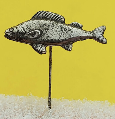 Fish vintage badge, pin, lapel, metal silver tone badge Trout Fishing ...