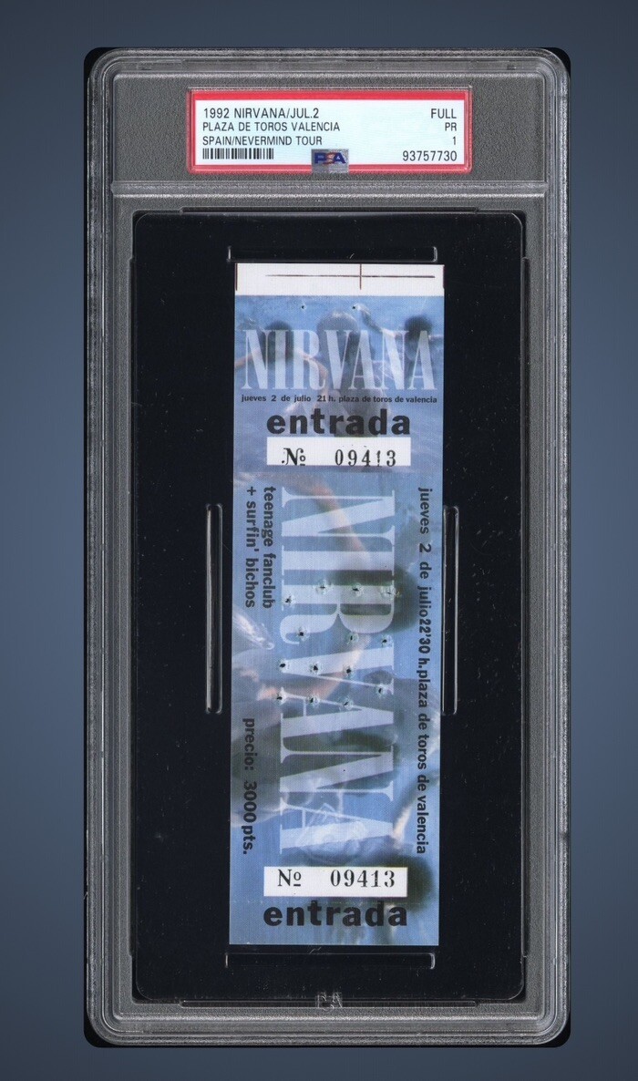 NIRVANA Full PSA Concert Ticket Valencia Spain 7/2/1992 Kurt Cobain ...