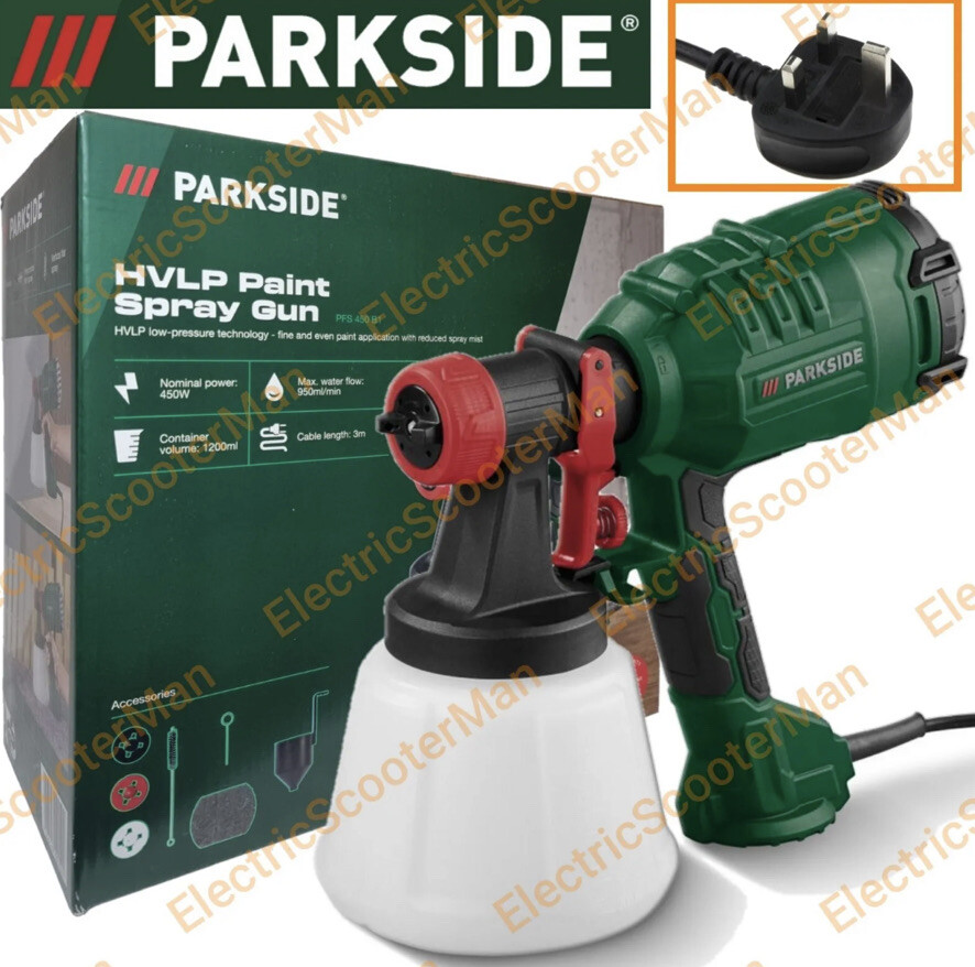 Parkside HVLP Paint Spray Gun 450W Paint Sprayer 950ml Handheld Gun ...