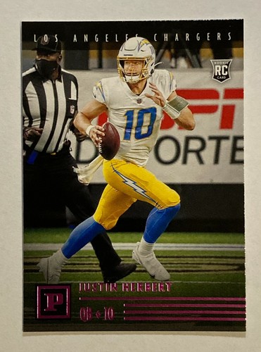 2020 Panini Chronicles Panini Football Justin Herbert Pink Parallel RC ...