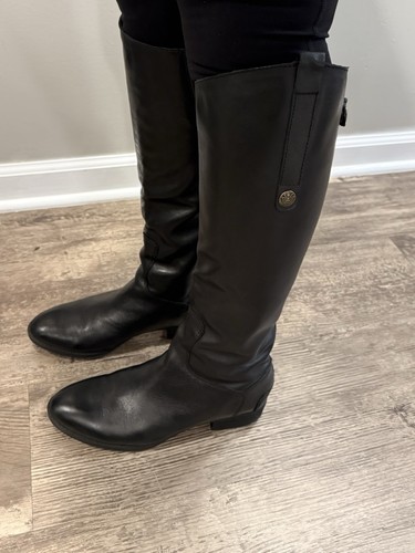 Sam Edelman Penny Leather Riding Boots Women’s 8 Black Knee High Zip ...