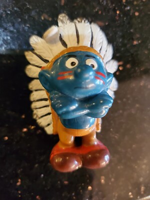 Smurfs Indian Smurf Chief 20144 Vintage Native American Figure PVC Toy ...