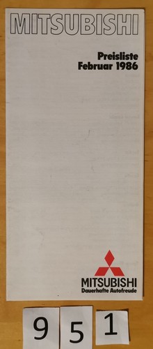 MITSUBISHI PREISLIST 02/1986 Prospectus 4 pages D Pajero Starion Colt ...