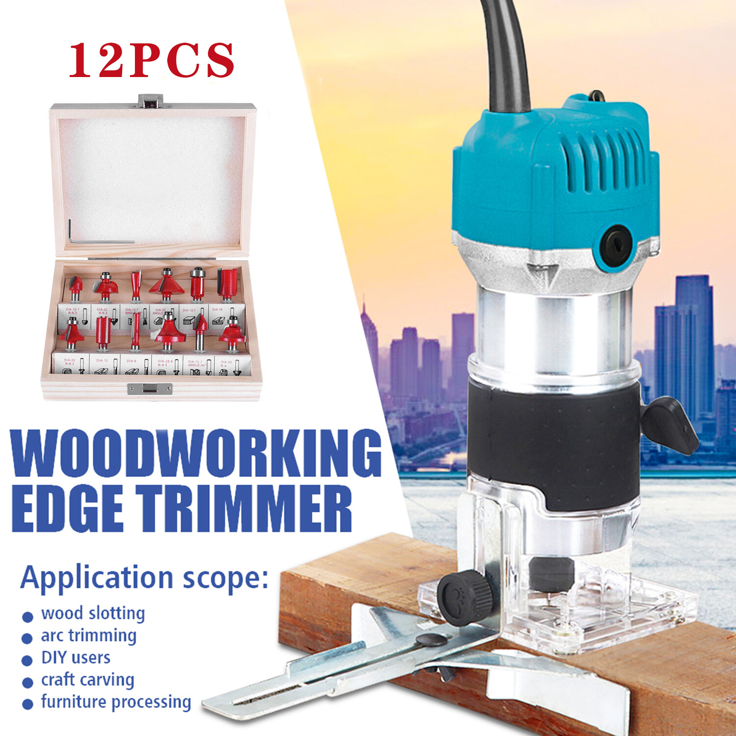 CONENTOOL 800W Palm Router Mini Hand Held Router Wood Laminator Trimmer ...