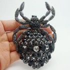 Vintage Retro Black Spider Animal Rhinestone Crystal Large Brooch Pin ...