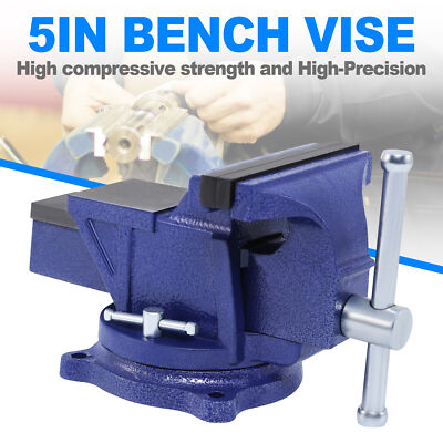 5 inch Bench Vise with Anvil Swivel Base Heavy Duty Vice Multipurpose ...