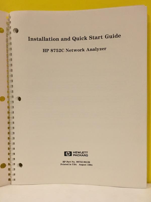 HP 08752-90139 HP 8752C Network Analyzer Installation and Quick Start ...