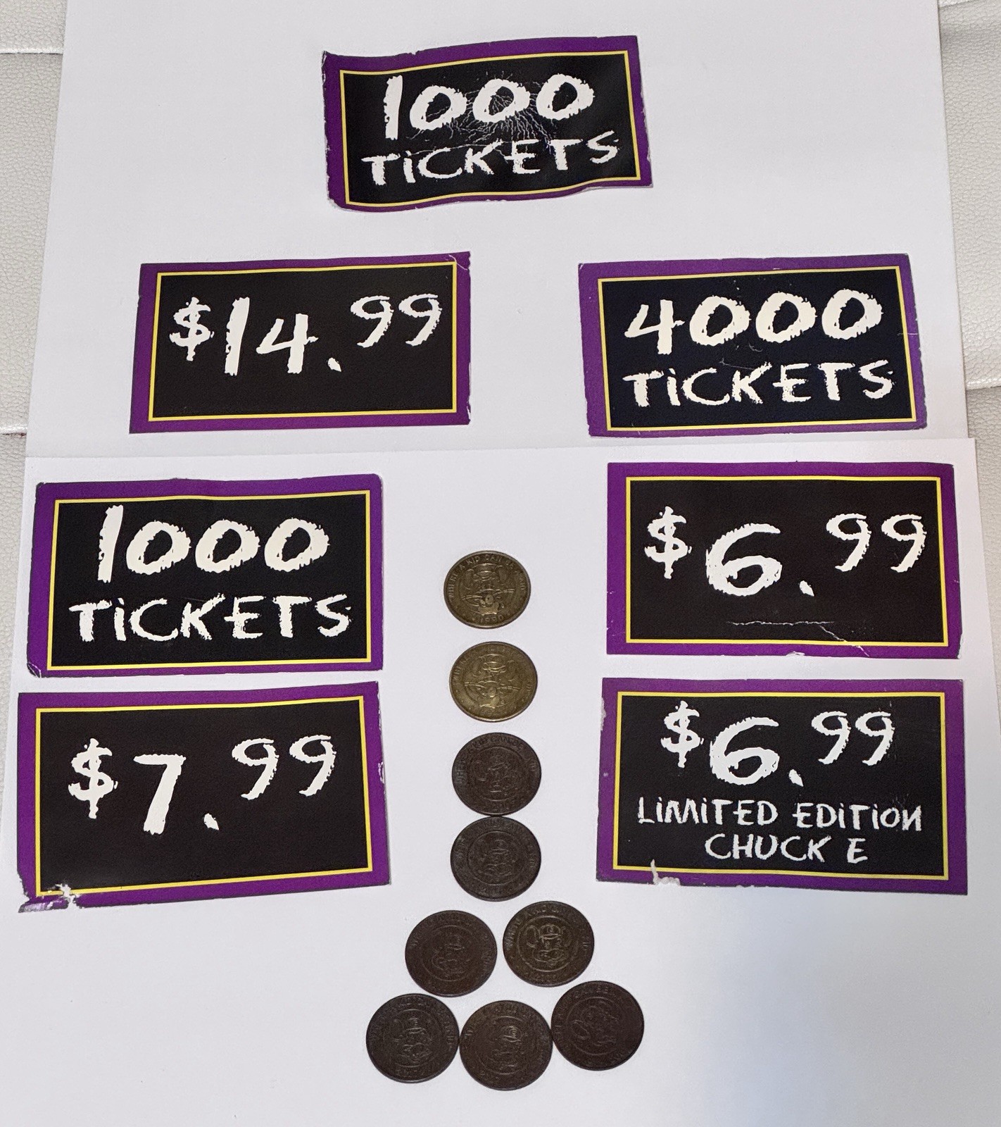 Chuck E Cheese Prize Labels and Tokens 1990s and 2000s | eBay