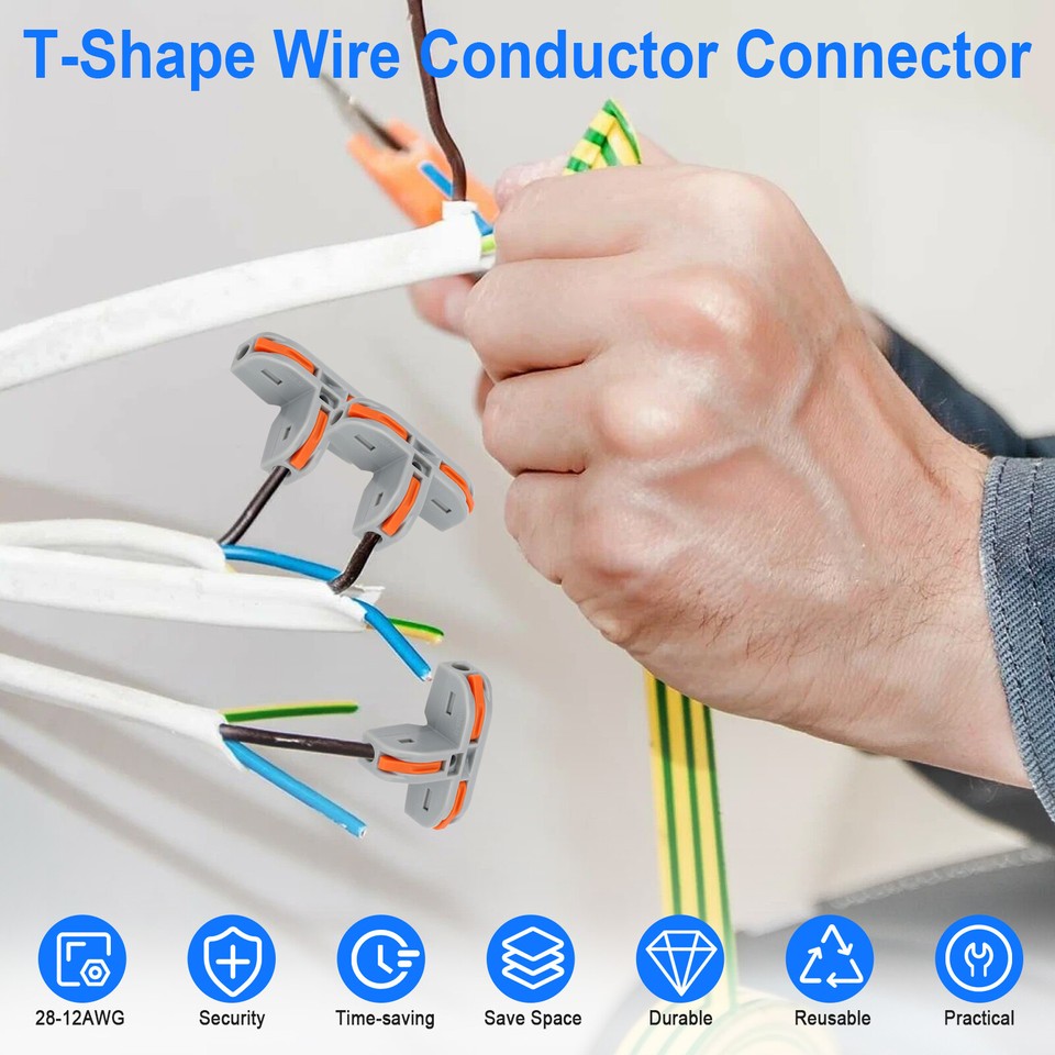 60pcs Compact Wire Conductor T-Shape Lever Nut Connectors Kit w/Box for ...