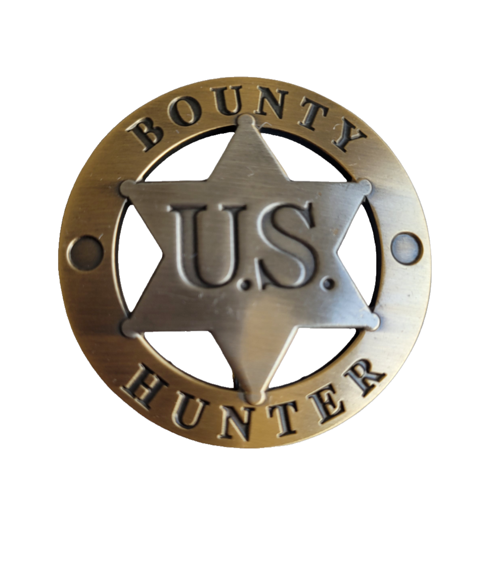 Old West US Bounty Hunter Badge Western Silver Gold Finish Bounty ...