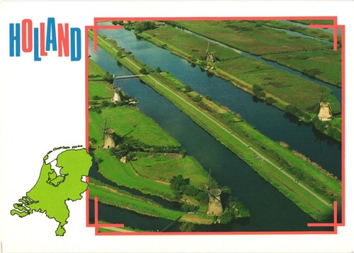 Netherlands Kinderdijk Windmills Bird's Eye View of Windmills Postcard ...