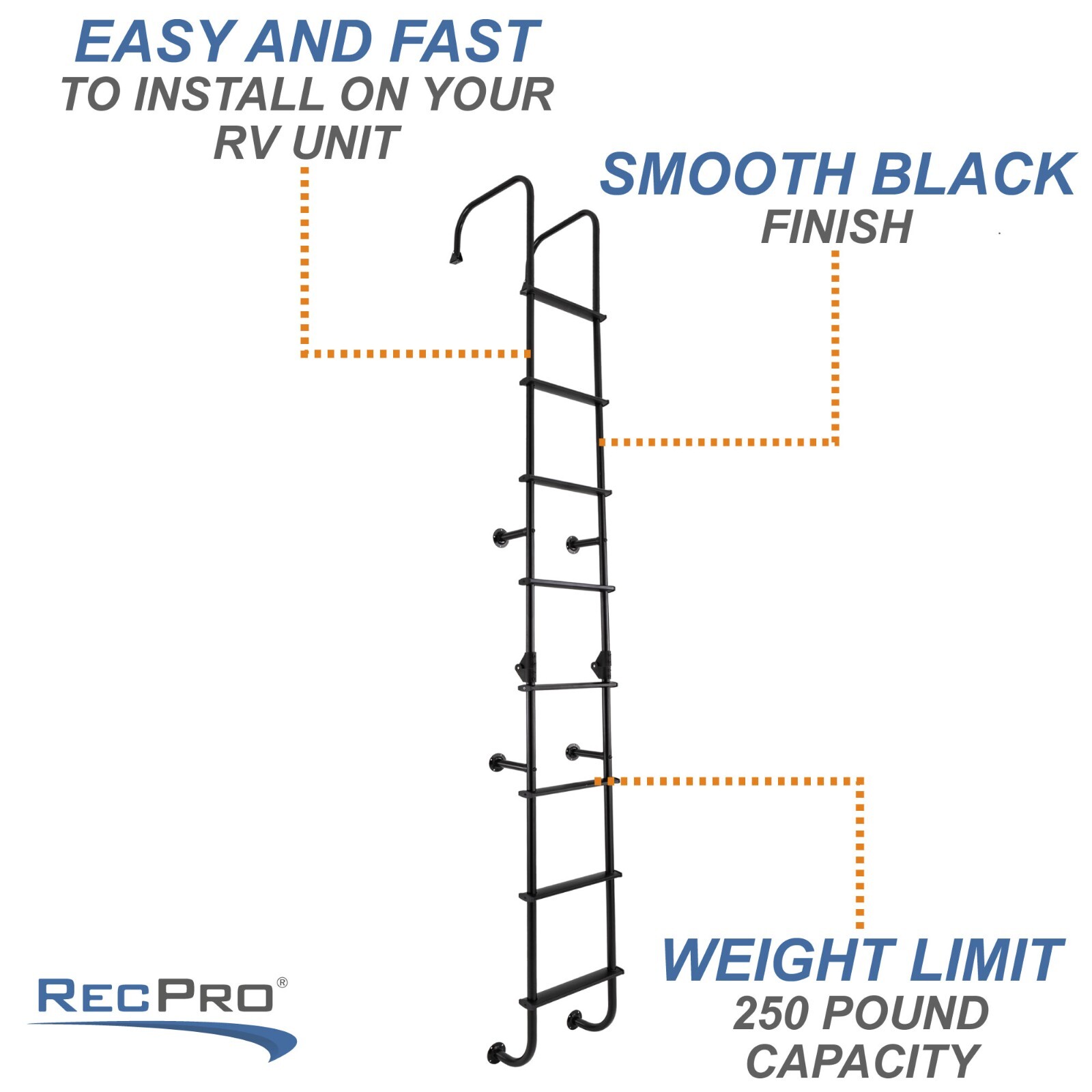 RecPro Universal Exterior Rear RV Ladder Kit 92" DIY Aluminum Ladder ...