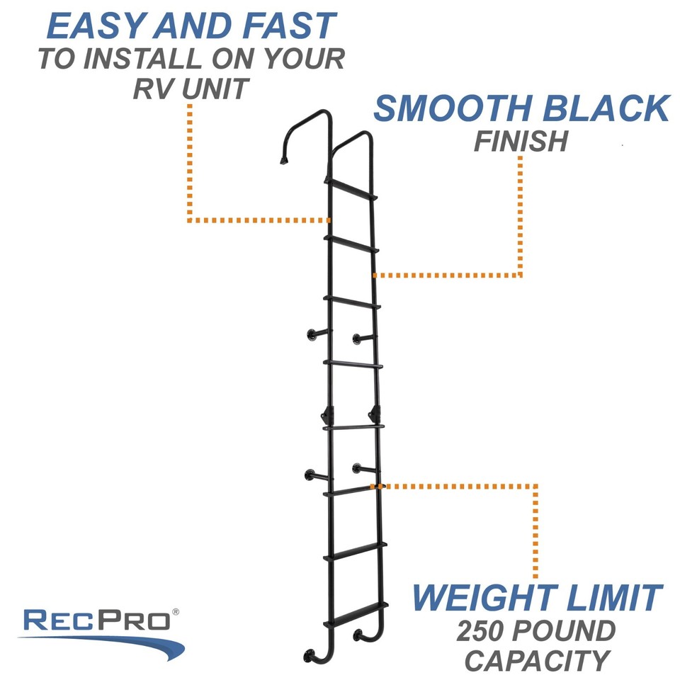 RecPro Universal Exterior Rear RV Ladder Kit 92" DIY Aluminum Ladder ...