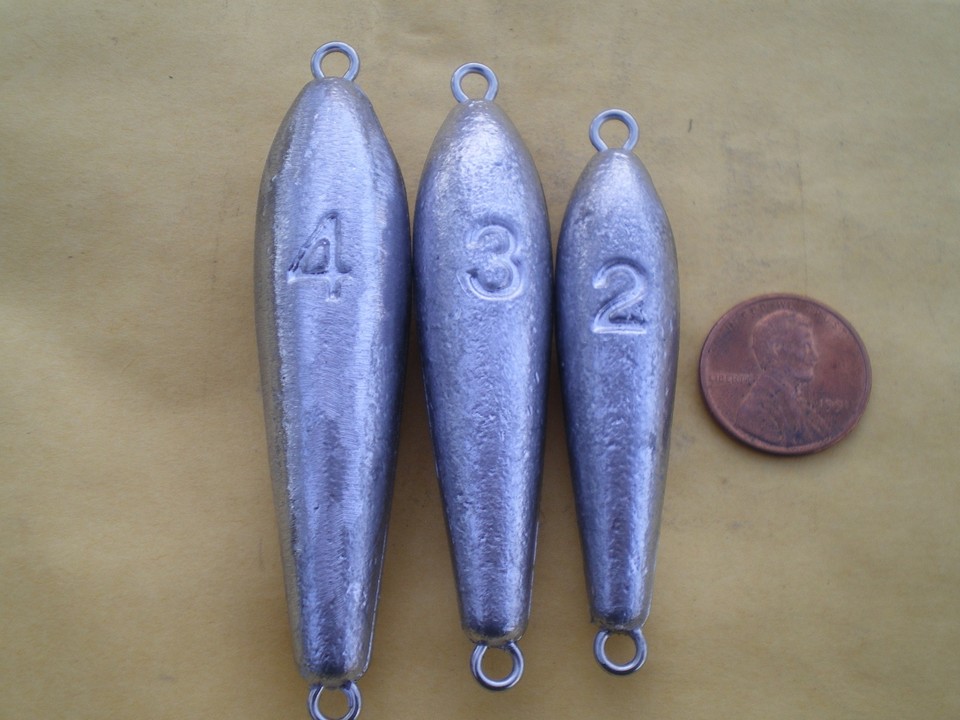 30 PCS. IN LINE TROLLING SINKER, 3 OZ. WITH STAINLESS STEEL WIRE EYE | eBay