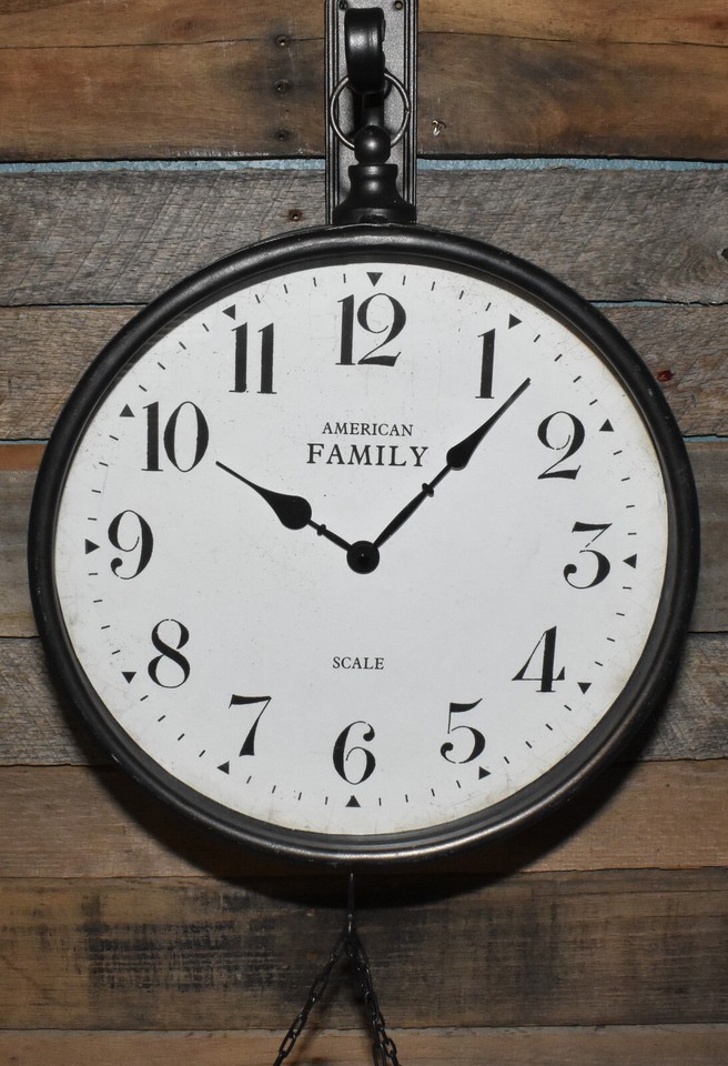 Large Vintage Inspired General Store Scale Clock with Hanging Vegetable ...