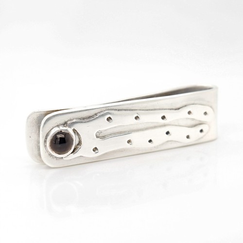 Signed Modernist Sam Kramer Sterling Silver & Onyx Cabochon Money Clip ...