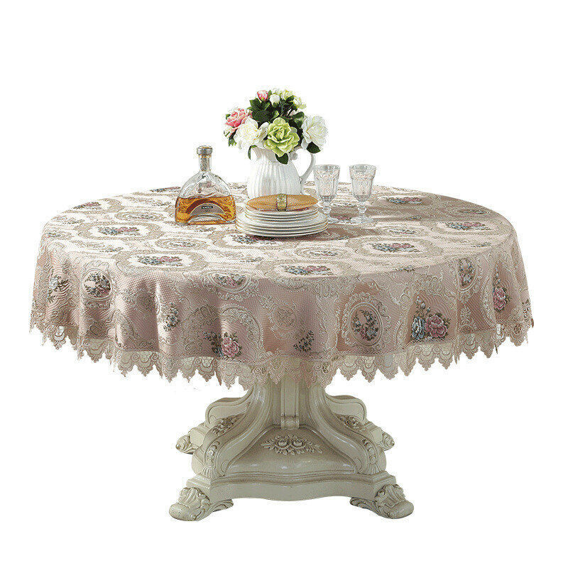 European Lace Tablecloths Round Vintage Cutwork Jacquard Floral Home ...