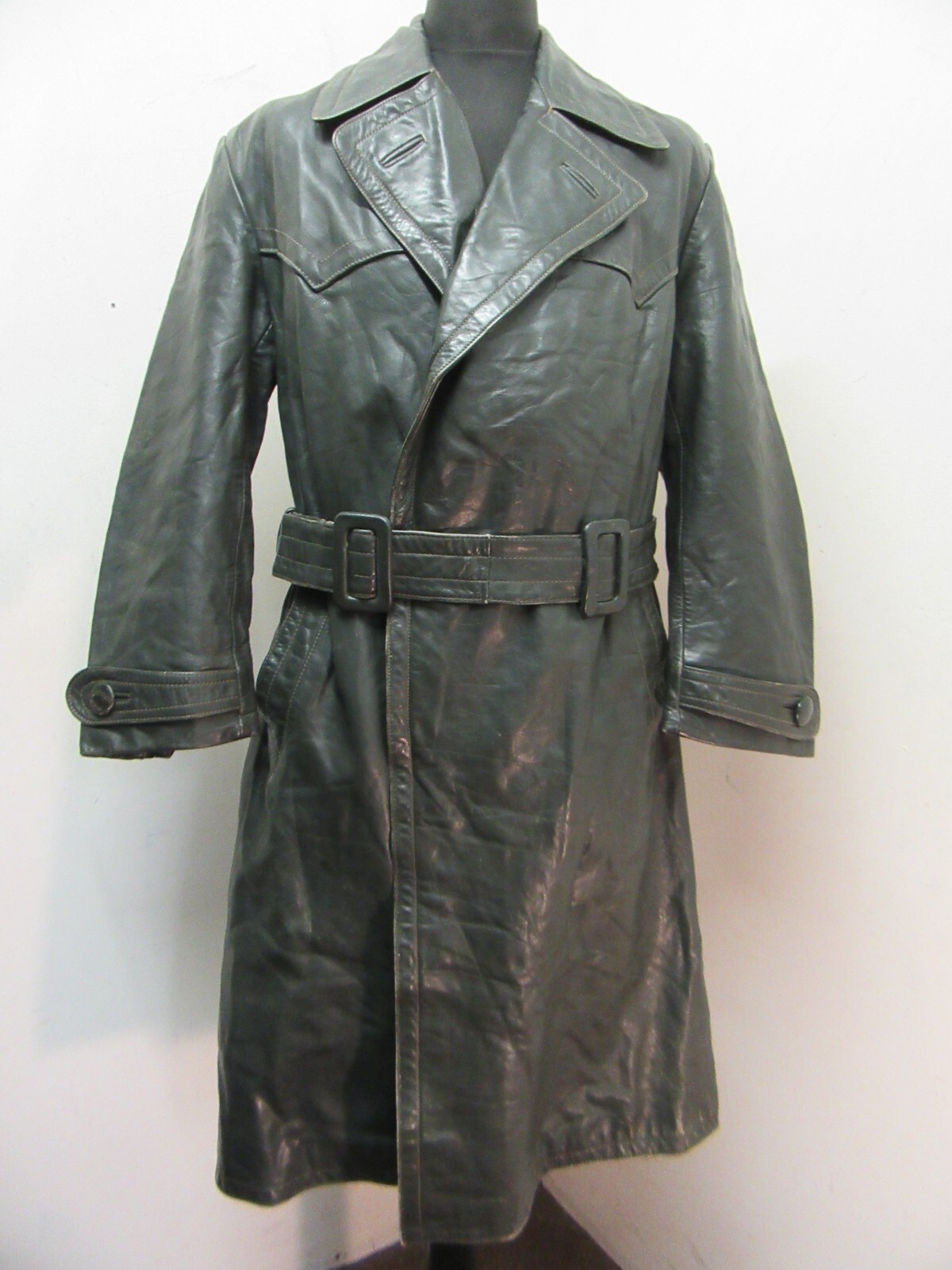 VINTAGE WW2 GERMAN ARMY OFFICERS LEATHER TRENCH COAT … - Gem