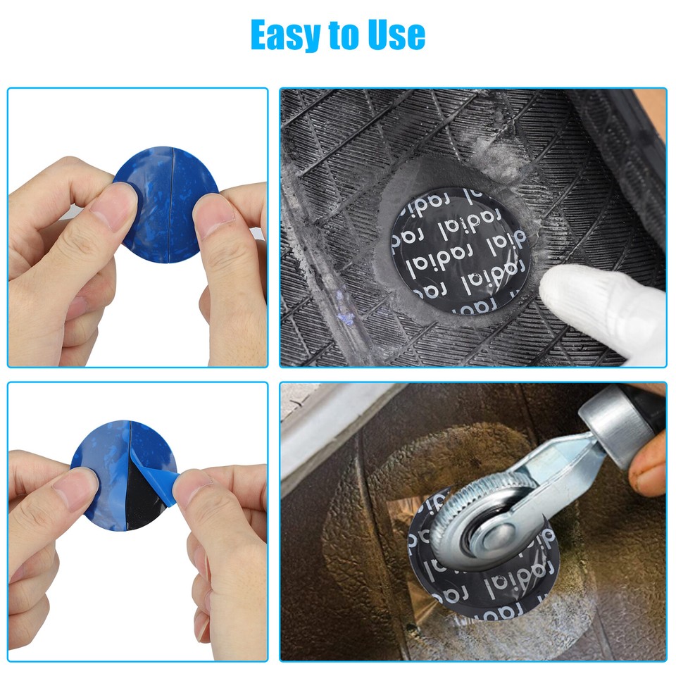 100 PCS Medium Size 1- 3/4" Round Radial Rubber Car Tire Repair Tyre ...