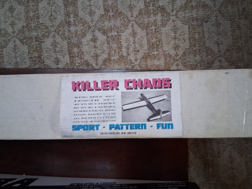 Joe Bridi Killer Chaos Vintage Pattern RC Plane kit new in Opened Aged ...