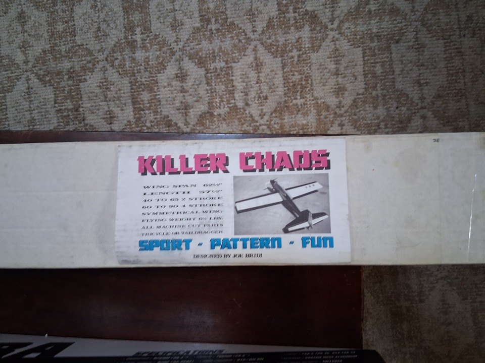Joe Bridi Killer Chaos Vintage Pattern RC Plane kit new in Opened Aged ...