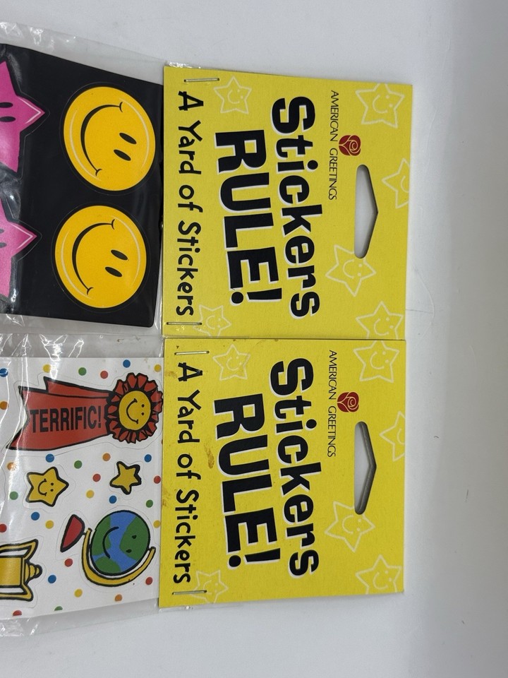 Vintage Yard Of Stickers Rule Teacher Classroom Stars Happy Face School (Folded) | eBay