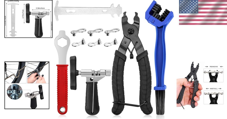 Durable Carbon-Steel 11PCS Bike Chain Tool Kit with Link Plier & Wear ...