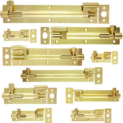 Cranked Necked Barrel Shoot Door Bolts Slide Action Polished Brass - UK ...