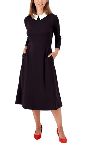 Girl With Curves Contrast Collar Ponte Midi Dress Black | eBay