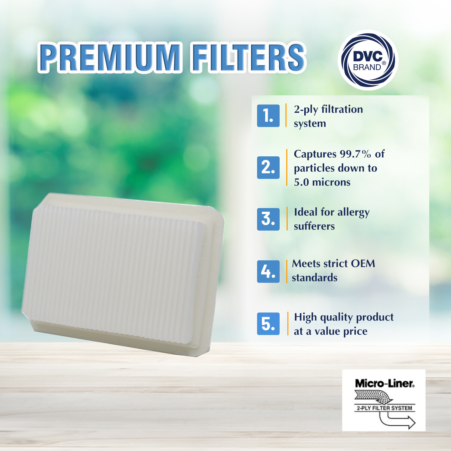 DVC Micro-Lined Replacement Tank Filter 40112050 Hoover FloorMate Vac 2 ...