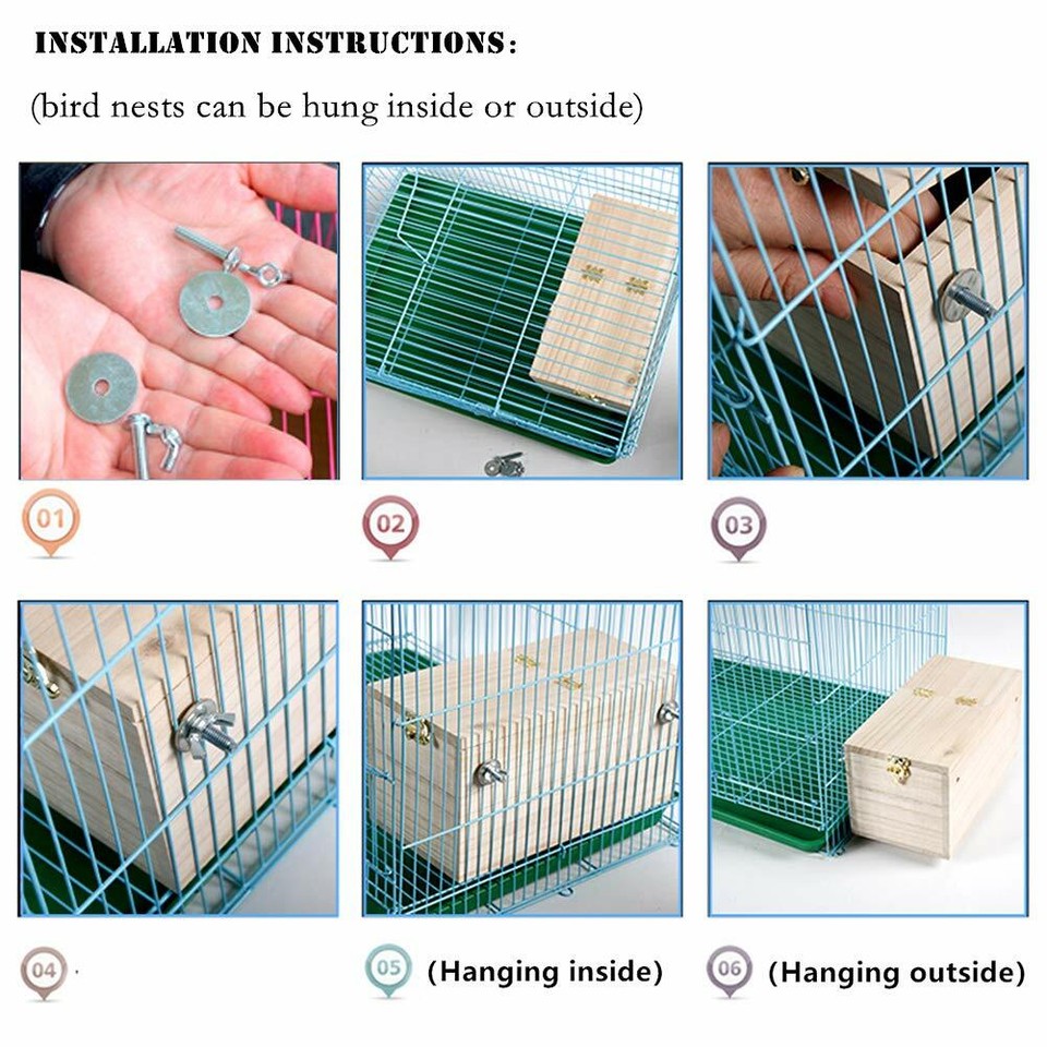 Wooden Bird Breeding Nest Box For Bird Parakeet Budgie Cockatiel ...