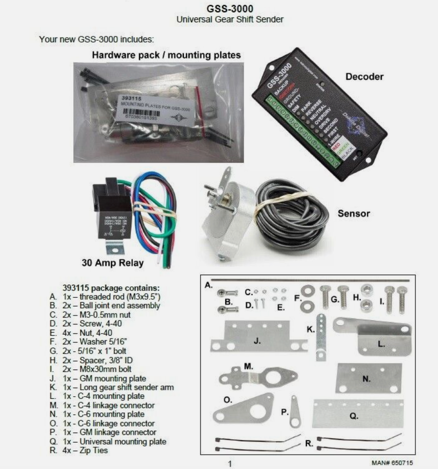 Dakota Digital Universal Sending Unit for Gear Shift Position Indicator GSS-3000 | eBay