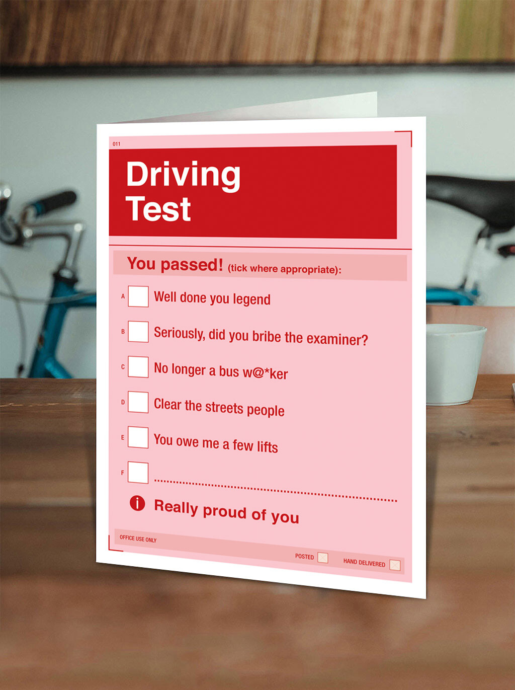 Funny Driving Test Greetings Card With Tick Box Form Congratulations ...