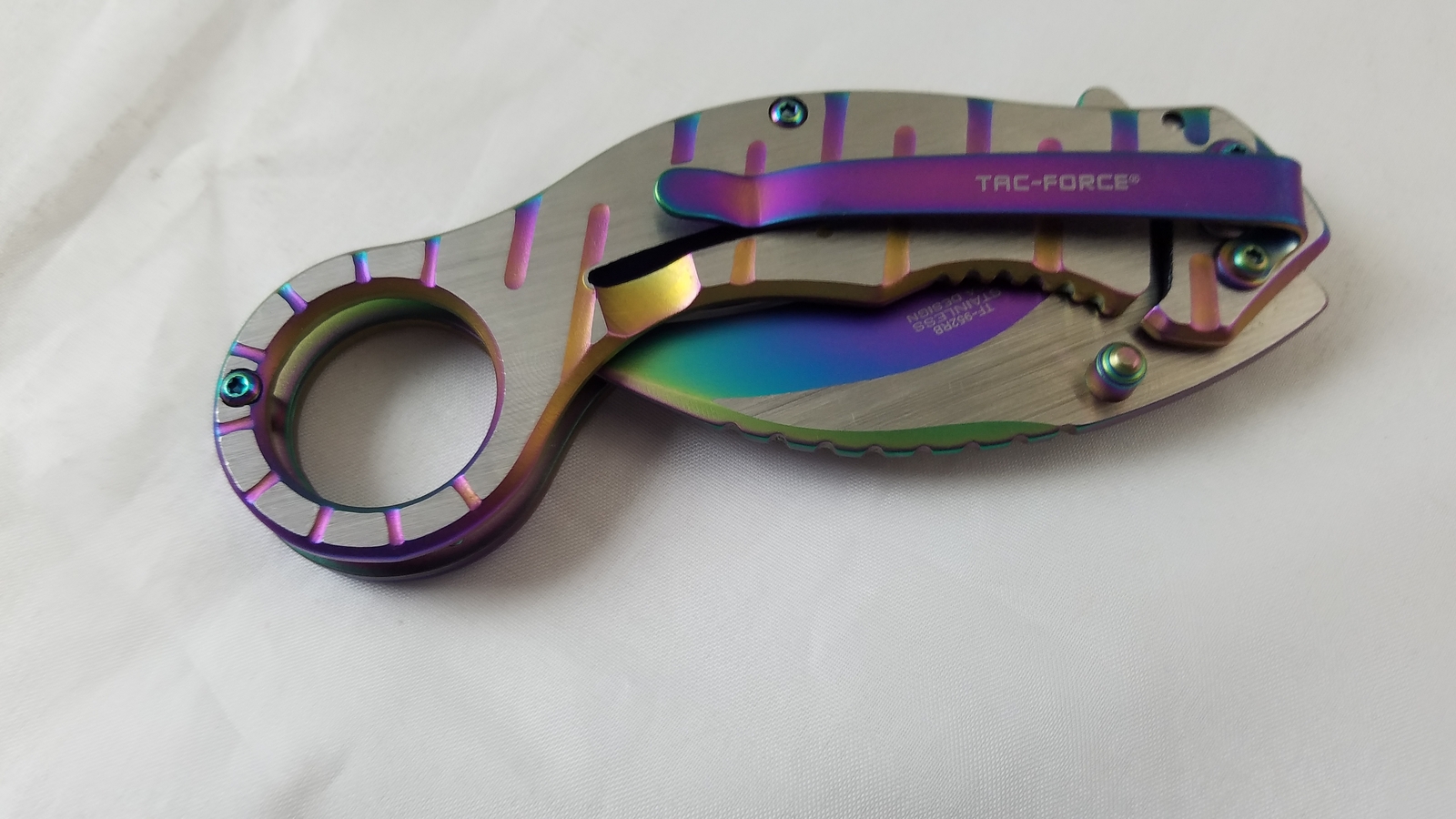 Tac Force Framelock A/O Rainbow Spectrum Handle Karambit Folding Knife ...