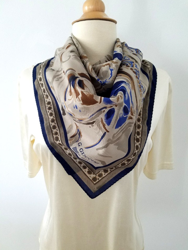 G Guccini Per Manlio Bonetti Scarf, Abstract, Hand Rolled Edges, 30" X ...