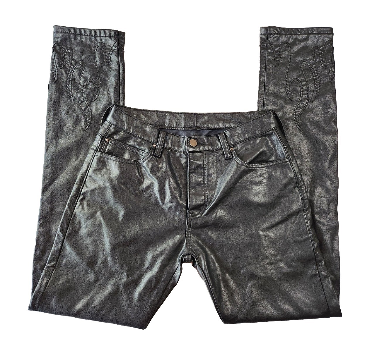 Mnml Polyurethane Black Flame Pants Men's Size 28x32 … - Gem